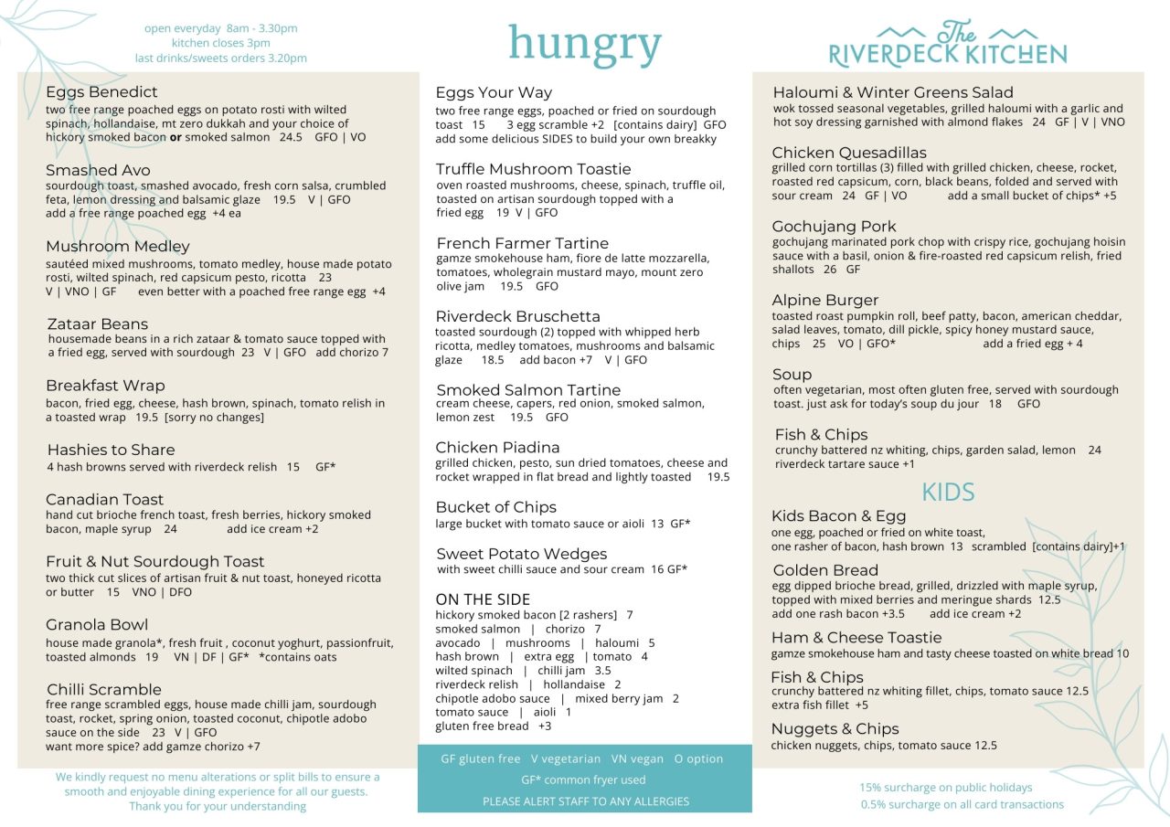 The Riverdeck Menu - Riverdeck Kitchen