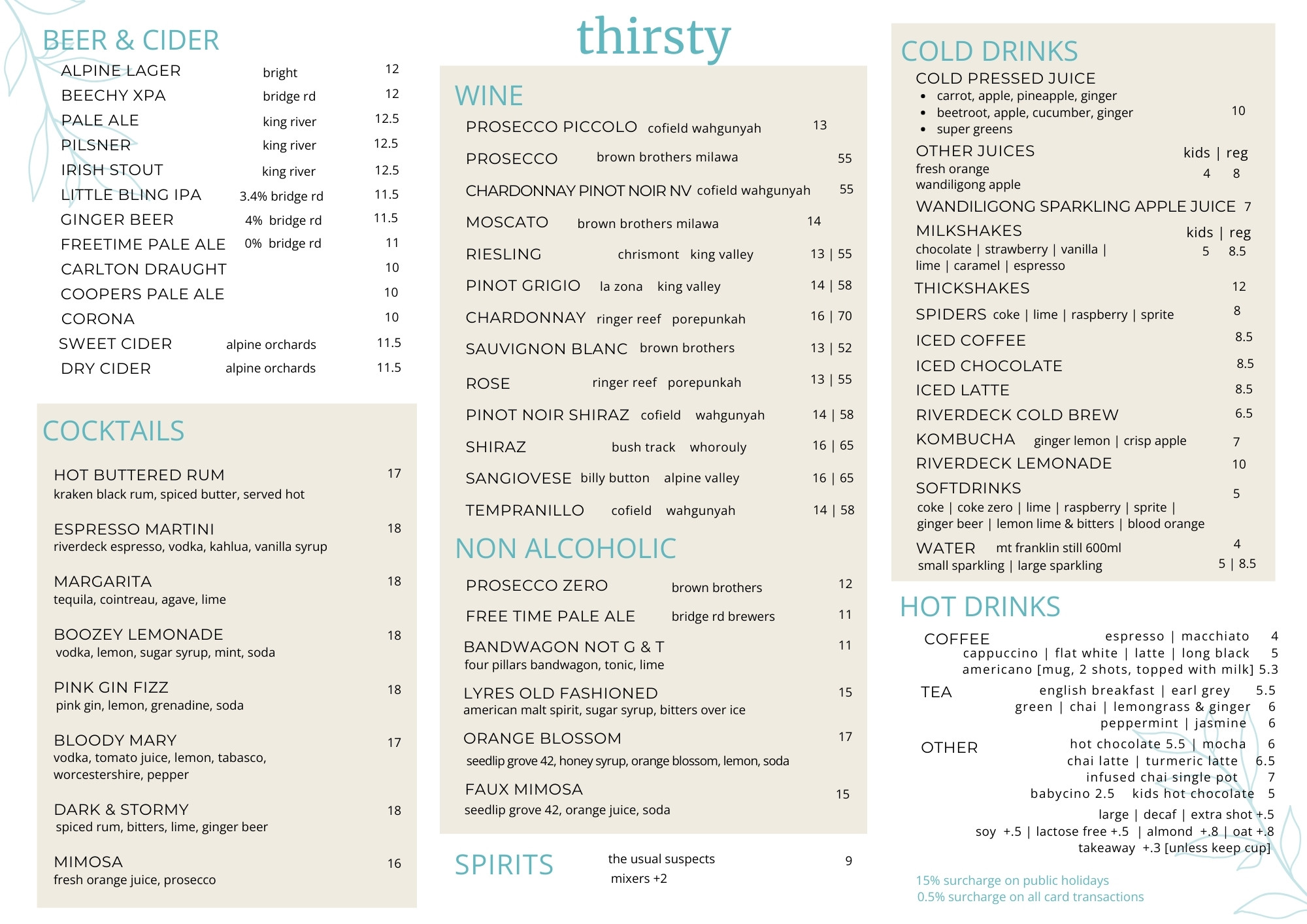 The Riverdeck Menu - Riverdeck Kitchen
